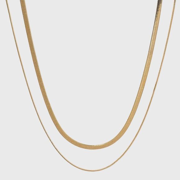 a new day | Jewelry | 4k Gold Plated Duo Herringbone Chain Necklace A ...